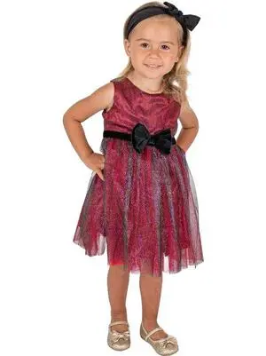 POPATU Velvet Bow Tulle Dress - Burgundy