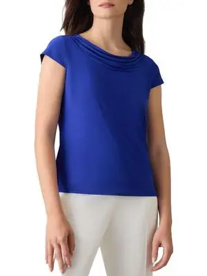 KASPER Cap Sleeve Cowl Neck Top - Royal