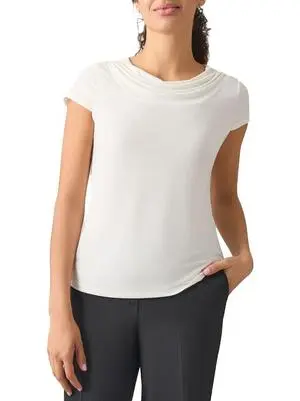 KASPER Cap Sleeve Cowl Neck Top - Vanilla Ice
