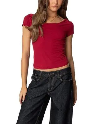 EDIKTED Javi Cowl Neck Top - Red