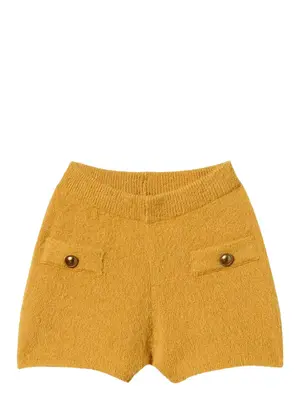 TWINSET Emily Knit Mini Shorts - Yellow