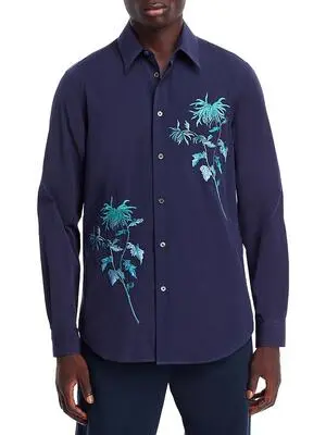Paul Smith Ps Embroidered Long Sleeve Button Front Shirt - Navy