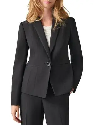 KASPER Stretch Crepe One-button Blazer - Black