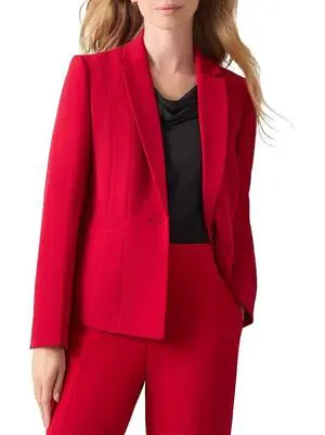 KASPER Stretch Crepe One-button Blazer - Fire Red