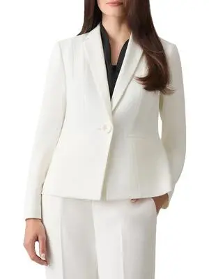KASPER Stretch Crepe One-button Blazer - Vanilla Ice