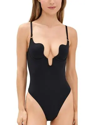 Fleur Du Mal Le Stretch Micro U-plunge Bodysuit - Black