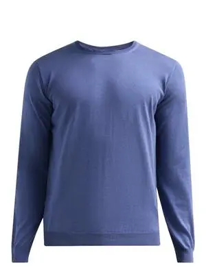 Giorgio Armani Silk-cotton Crewneck Sweater - Avio