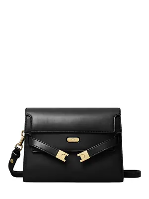 Tory Burch Tory Burch Lee Radziwill Leather Shoulder Bag Black