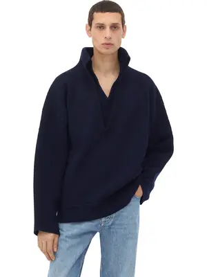 Bottega Veneta Compact Wool Jumper Navy