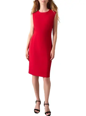 KASPER Waistband Seam Detailing Sheath Dress Fire Red