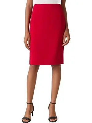 KASPER Stretch Crepe Pencil Skirt - Fire Red