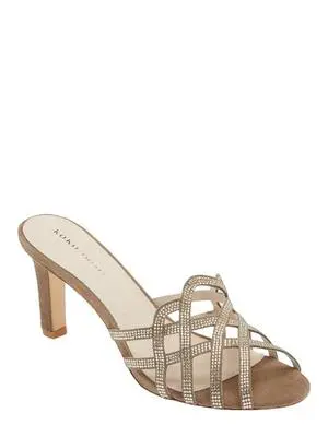 KOKO + PALENKI Embellished Caged Sandals - Almond Suede