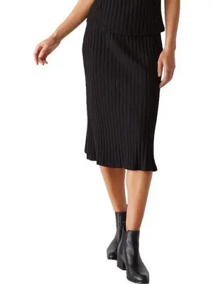 Michael Stars Shania Rib Midi Skirt - Black