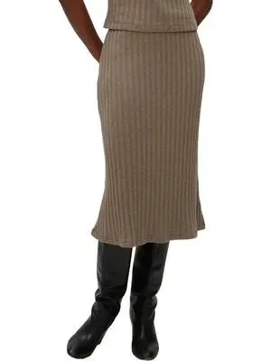 Michael Stars Shania Rib Midi Skirt - Cobblestone