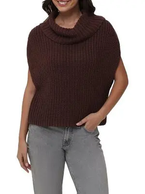 525 America 525 Cate Short Sleeve Cowl Neck Cotton Sweater Shaved Chocolate