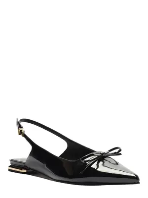 Schutz Violetta Sculpt Pointed Toe Slingback Flat Black (ouro)