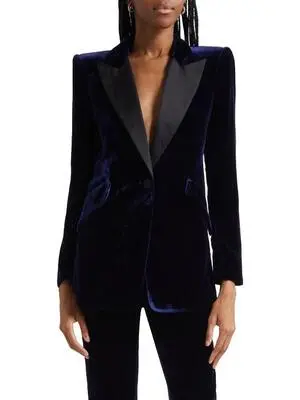 L'Agence Sheila Velvet Blazer - Midnight/black