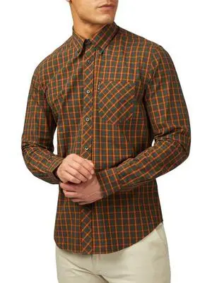 Ben Sherman Signature House Check Organic Cotton Button-down Shirt - Orange