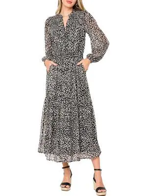 GIBSONLOOK The Leyla Floral Print Maxi Dress - Black Dune Cheetah