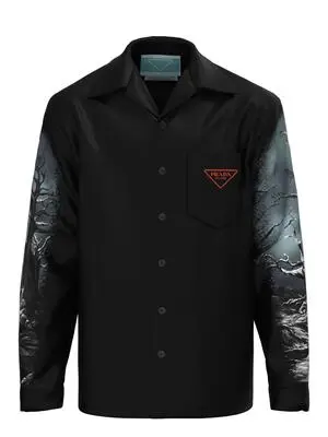 Prada Timecapsule Printed Cotton Shirt - Black/orange