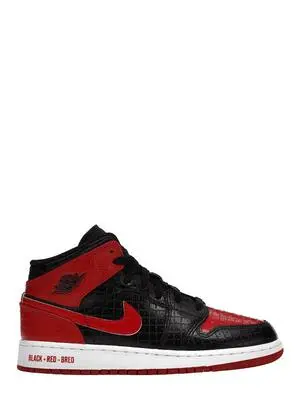 JORDAN Air Jordan 1 Mid Bred Text (GS) Black/gym Red/white