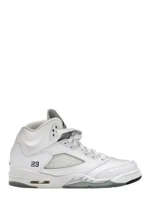 JORDAN 5 Retro Metallic High-top Sneakers - White/black/metallic Silver
