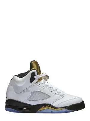 JORDAN 5 Retro Olympic Sneakers - White/black/metallic Gold Coin