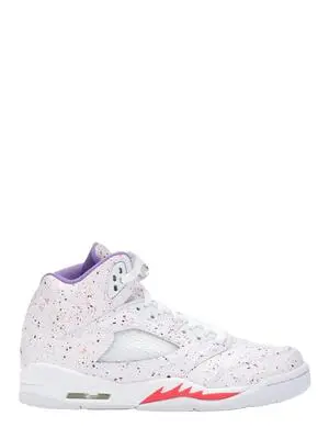 JORDAN 5 Retro Easter Grade School Sneakers - White/laser Crimson/voltage Purple