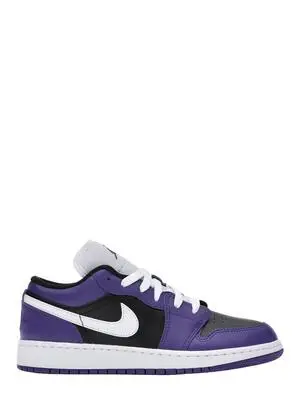 JORDAN 1 Low Grade School Sneakers - Court Purple/black/white
