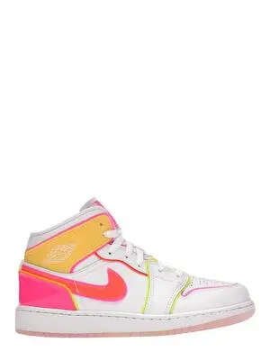 JORDAN Air Jordan 1 Mid Edge Glow Sneakers White/hyper Crimson/pink Blast