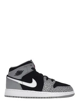 JORDAN Jordan 1 Mid SE Elephant Print Sneakers Black/white/light Smoke Gray