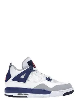 JORDAN 4 Retro Grade-school Sized Sneakers - White/deep Royal Blue/wolf Grey