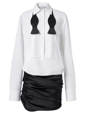 Attico Poplin And Satin Minidress - White