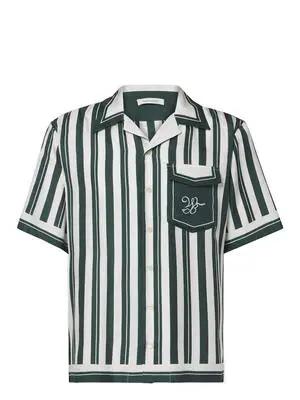 WALES BONNER June Striped Silk Bowling Shirt - Green