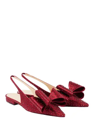 Mach & Mach Le Cadeau Embellished Slingback Flats - Red