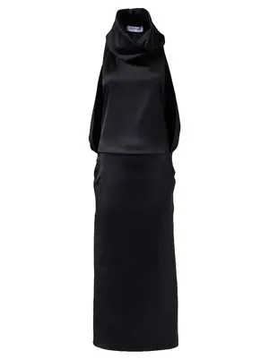 Attico Satin Midi Dress - Black