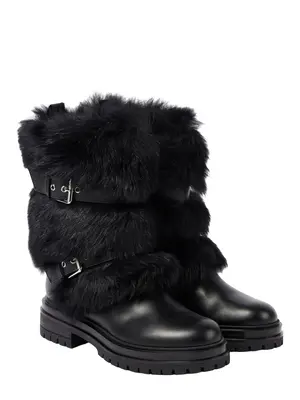 GIANVITO ROSSI Maverick Leather And Shearling Biker Boots - Black
