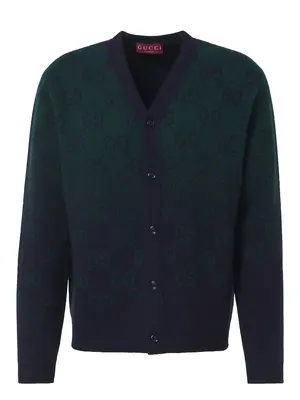 Gucci Gg Jacquard Wool Cardigan - Green