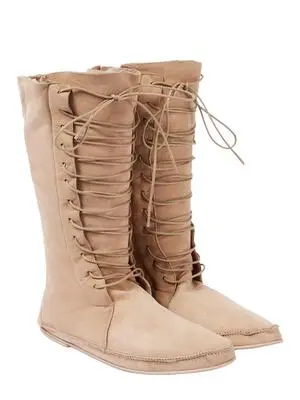 THE ROW Tyler Suede Lace-up Boots - Beige