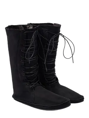 THE ROW Tyler Lace-up Suede Boots - Black