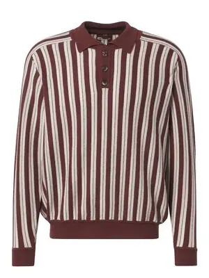 BODE Hogan Stripe Wool And Cashmere Polo Sweater - Brown