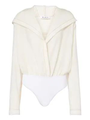 Alaïa Hooded Wool-blend Bodysuit - White