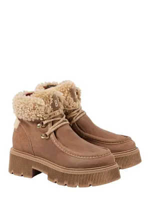 Bogner Turin Suede And Shearling Boots - Beige