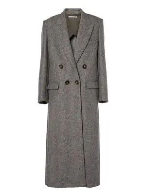 Stella McCartney Double-breasted Wool And Silk-blend Coat - Grey