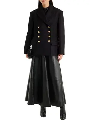 Altuzarra Varda Leather Midi Skirt - Black
