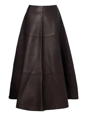Altuzarra Varda Leather Midi Skirt - Brown