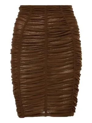 Attico Ruched Jersey Miniskirt - Brown