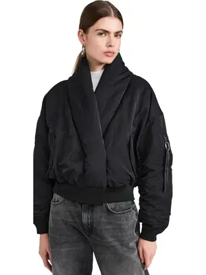 Alpha Industries Shawl Collar Flight Jacket - Black