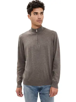 Faherty Brand Movement Quarter Zip Sweater Walnut Creek Heather