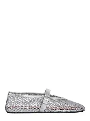 Alaïa Alaïa Leather Mesh Ballet Flats Silver